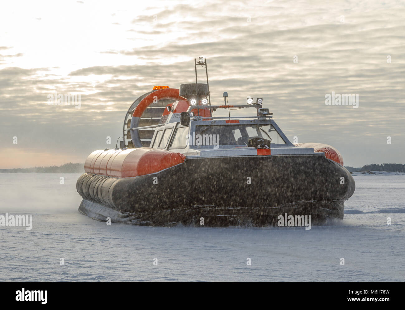 Tiger 12 hovercraft demonstrating its mobilty on ice and snow off ...