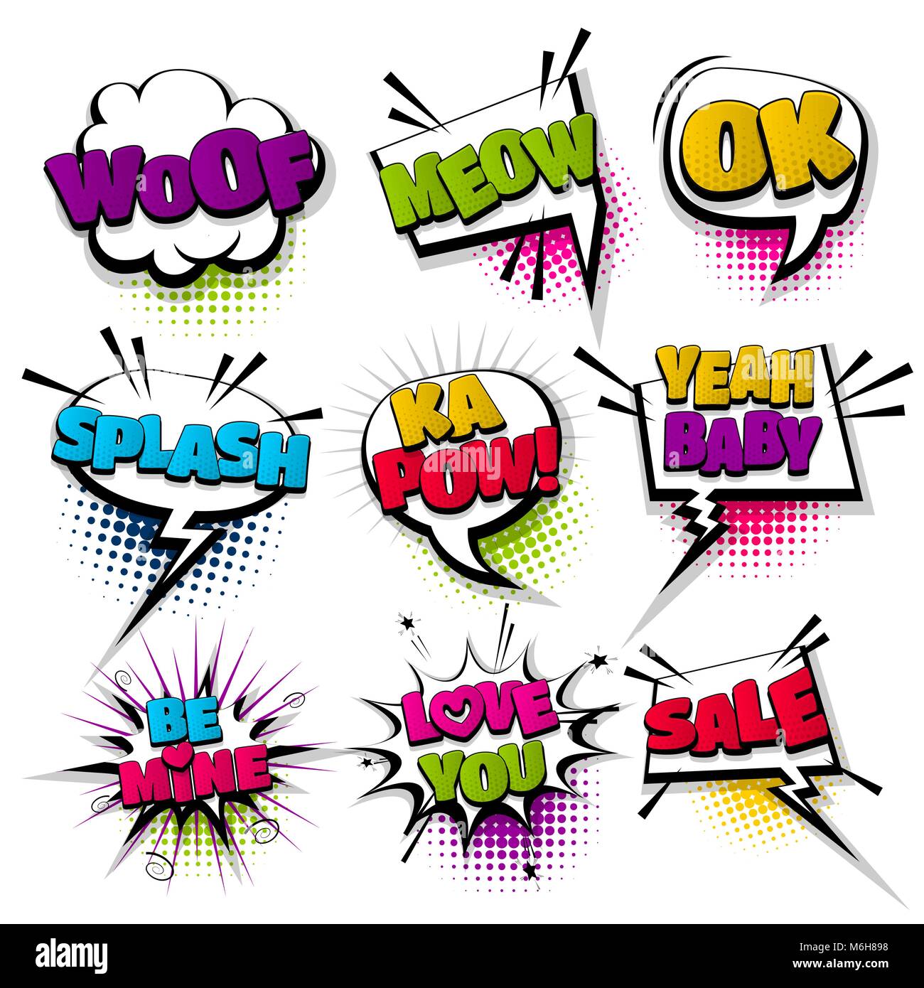 Set hand drawn effects comic speech bubbles Stock Vector Image & Art ...