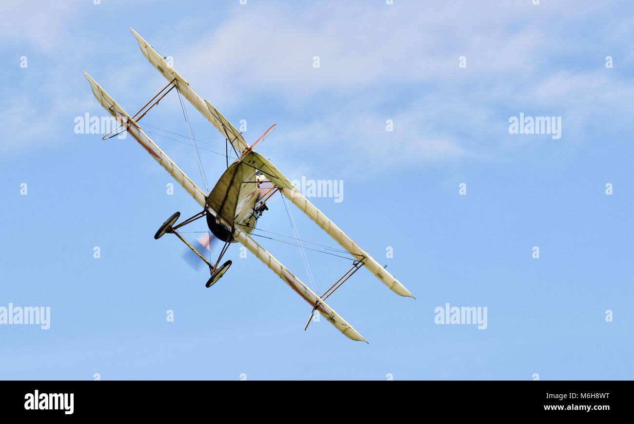 Bristol Scout Type C No. 1264 flying at Shuttleworth Aerodrome Stock ...