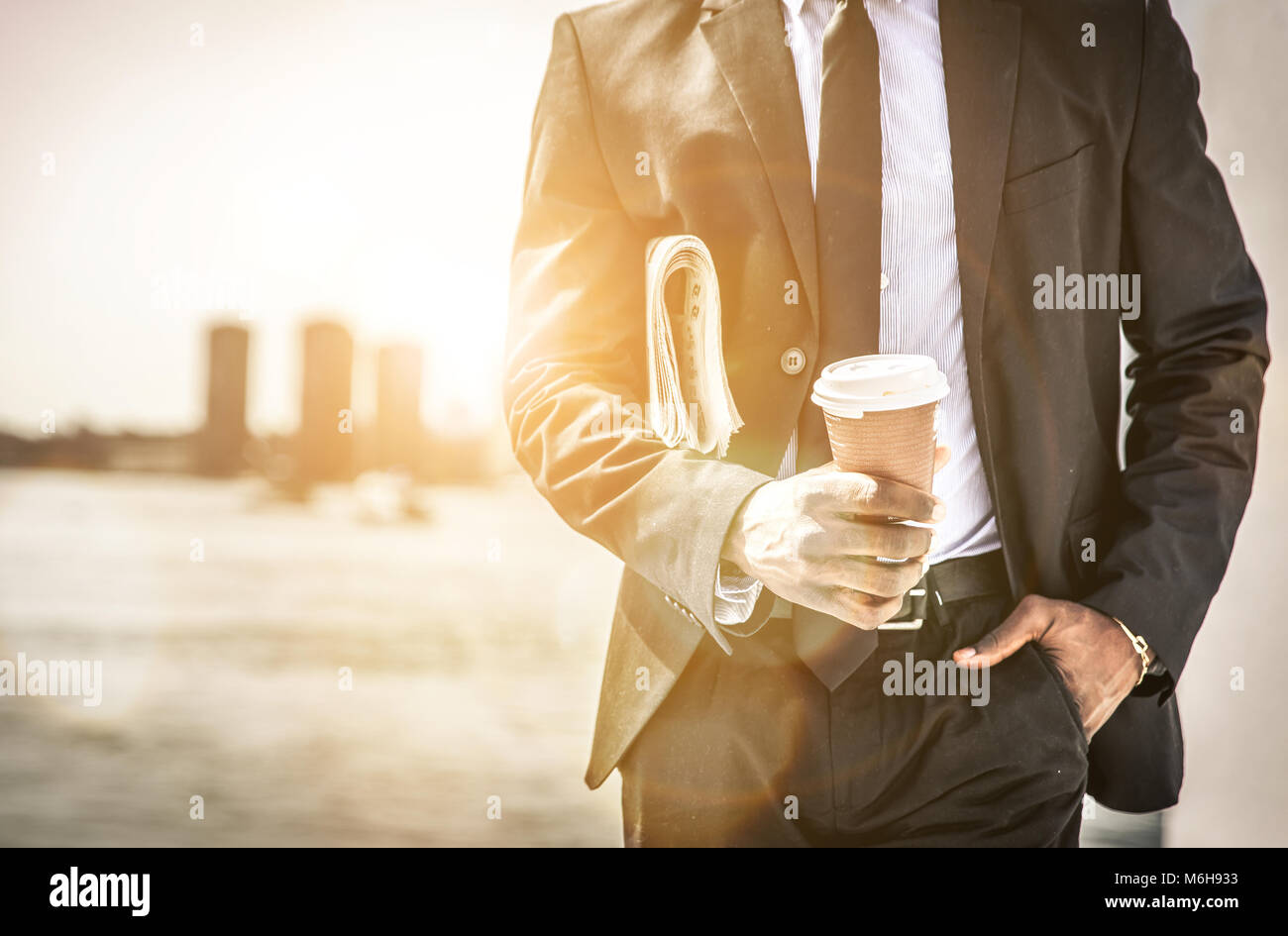 Section portrait of a business man going to work Stock Photo - Alamy