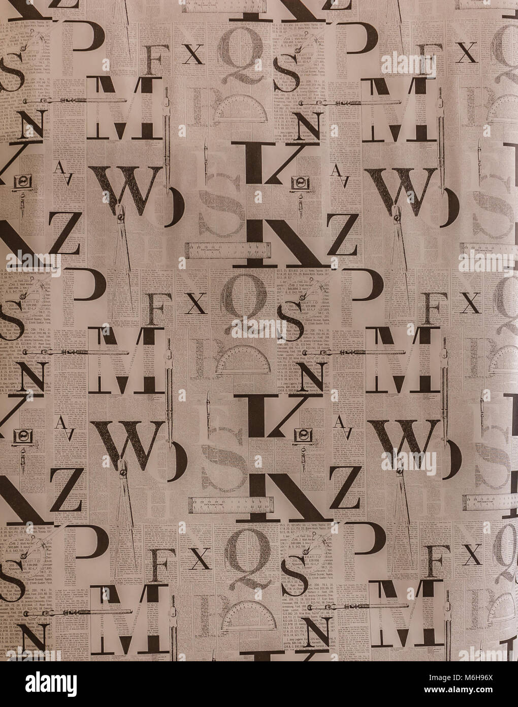 Seamless pattern with letters of the alphabet in random order, vertical ...