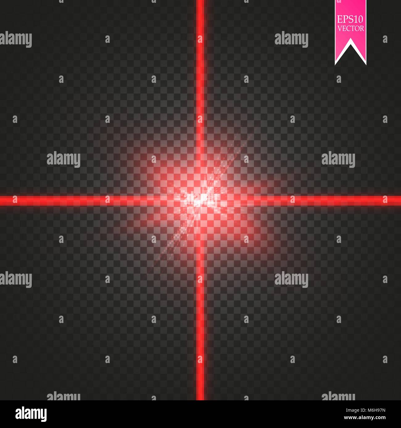 Abstract red laser beam. Vector illustration.the lighting effect ...