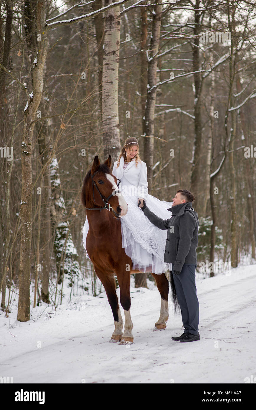 Beautiful winter wedding day Stock Photo - Alamy
