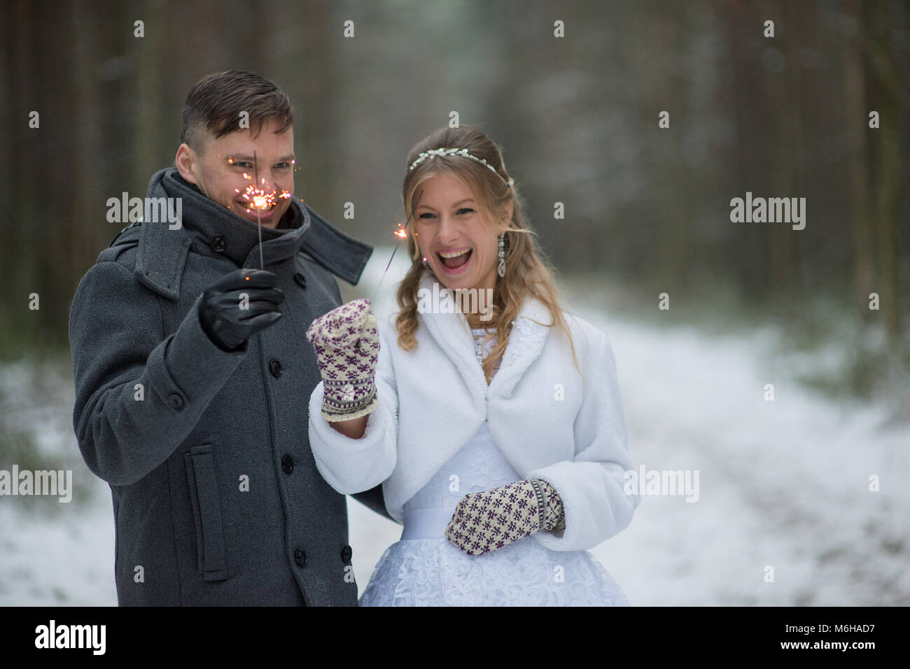 Beautiful winter wedding day Stock Photo - Alamy