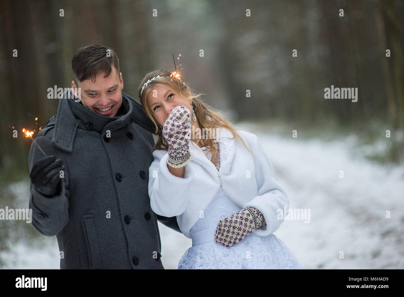 Beautiful winter wedding day Stock Photo - Alamy