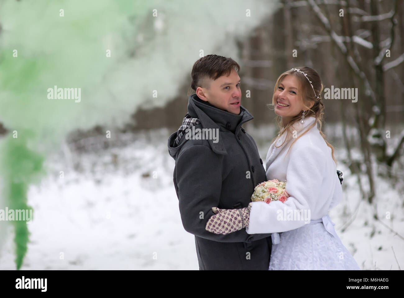 Beautiful winter wedding day Stock Photo - Alamy