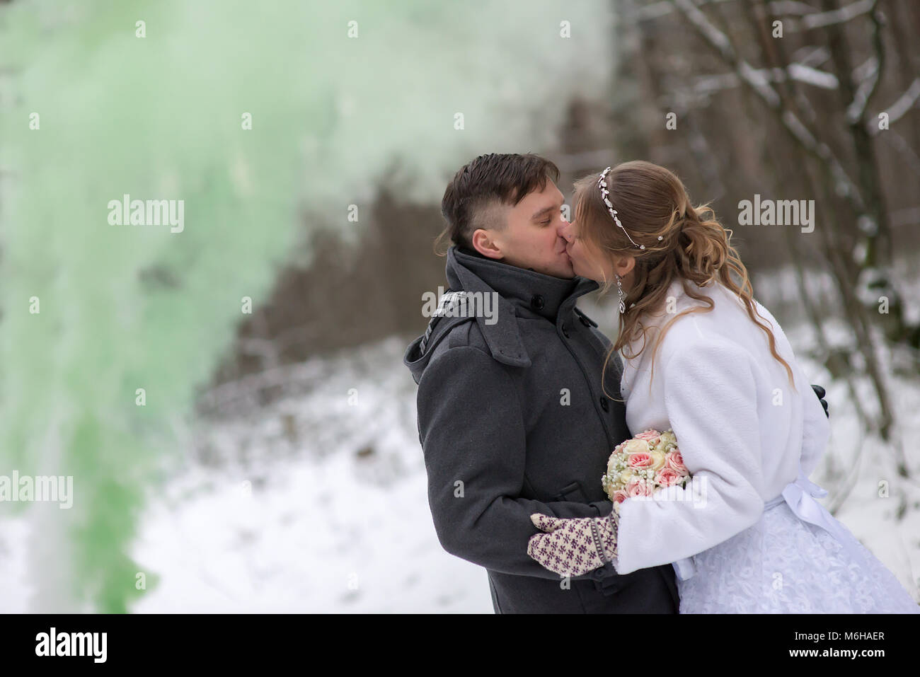Beautiful winter wedding day Stock Photo - Alamy