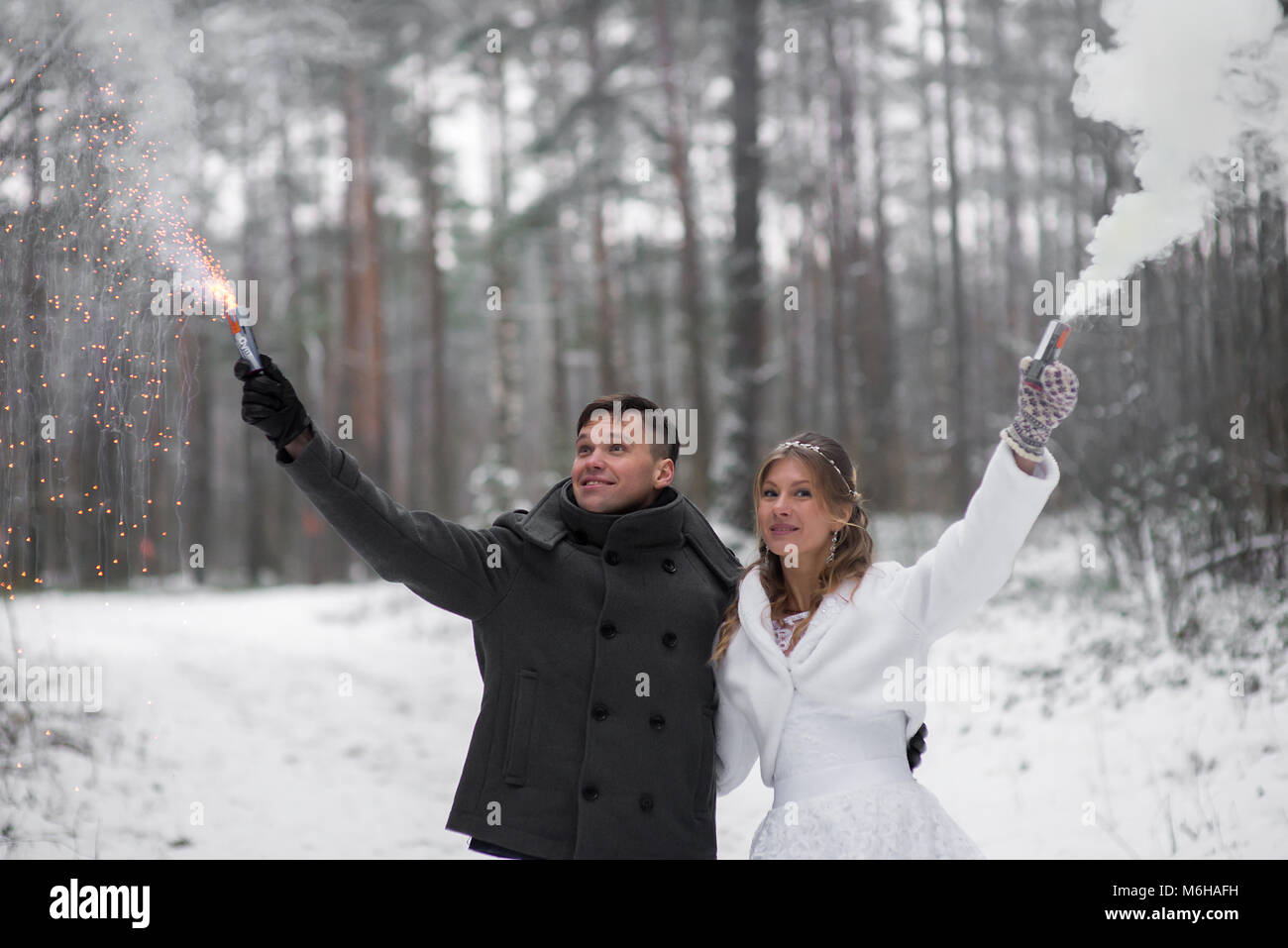 Beautiful winter wedding day Stock Photo - Alamy