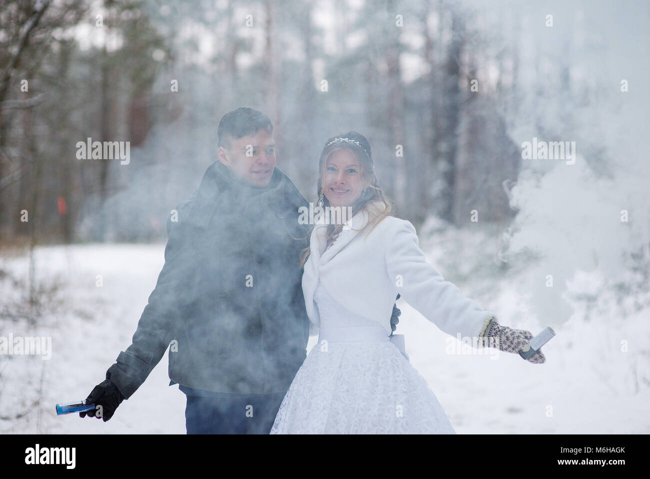 Beautiful winter wedding day Stock Photo - Alamy
