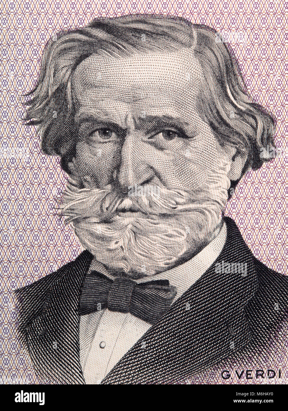 Giuseppe Verdi portrait from Italian money Stock Photo - Alamy