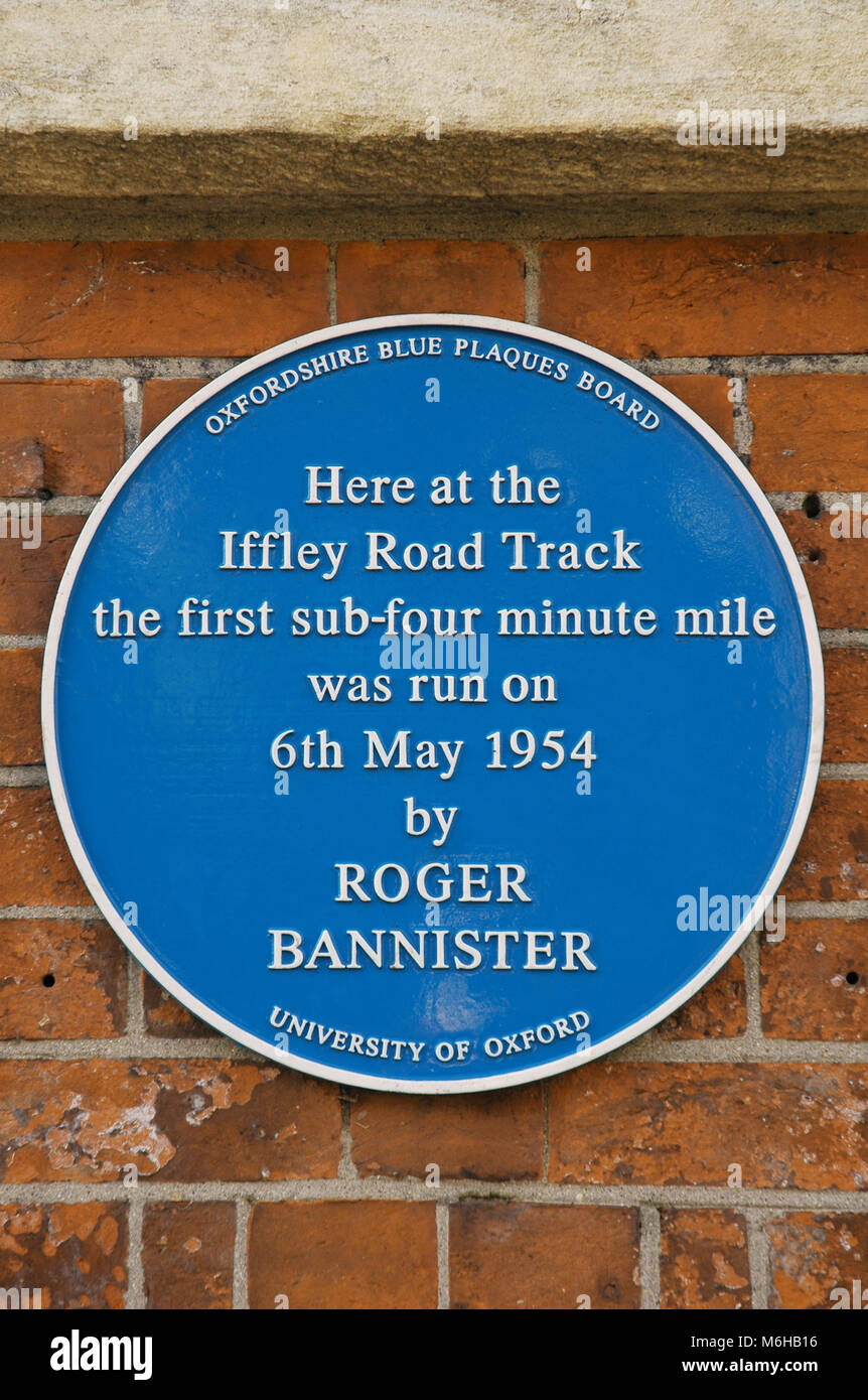 Plaque commemorating Roger Bannister's sub-four minute mile, 6th May ...