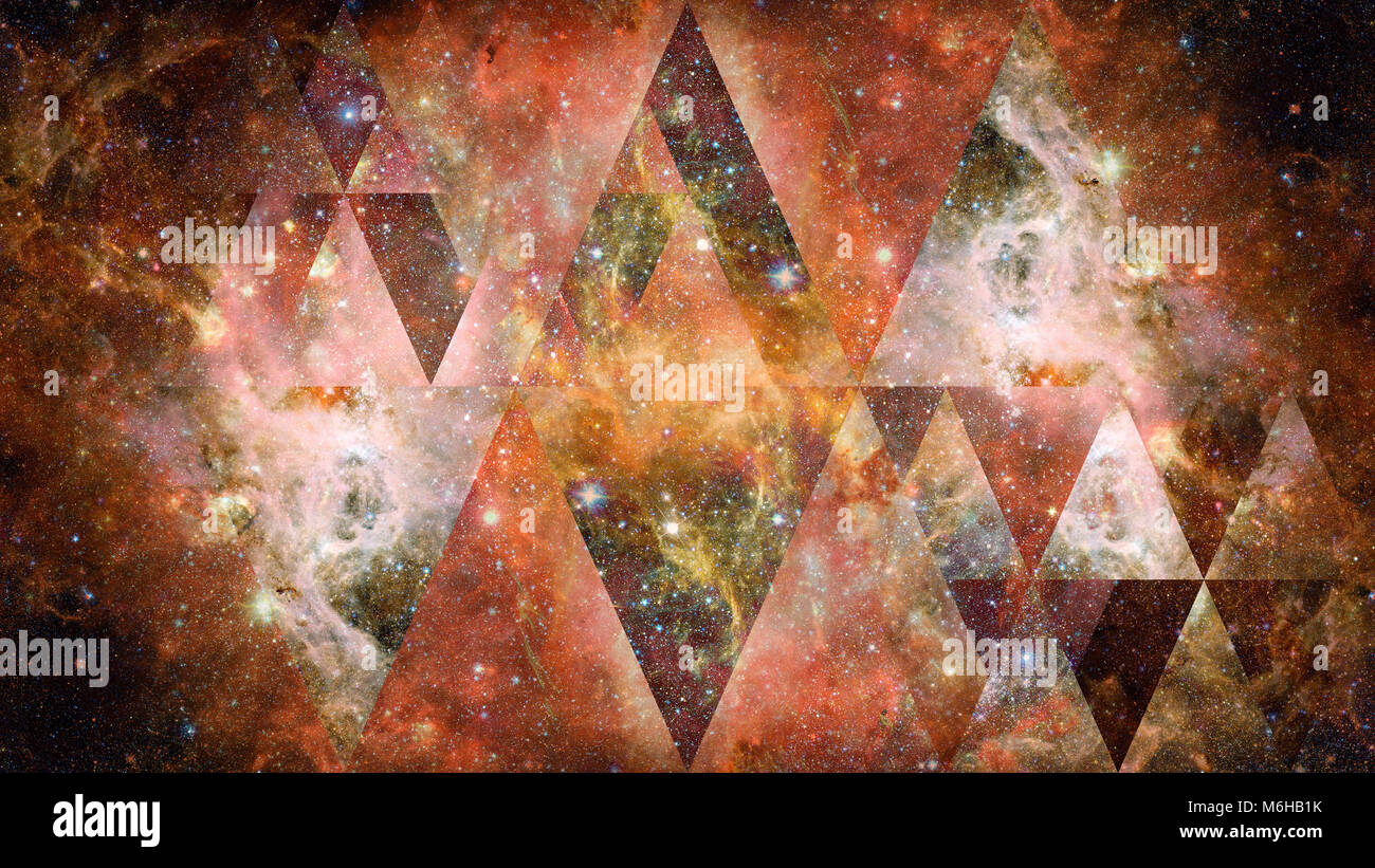 Universe, nebula, galaxy and the sacred geometry collage. Abstract ...