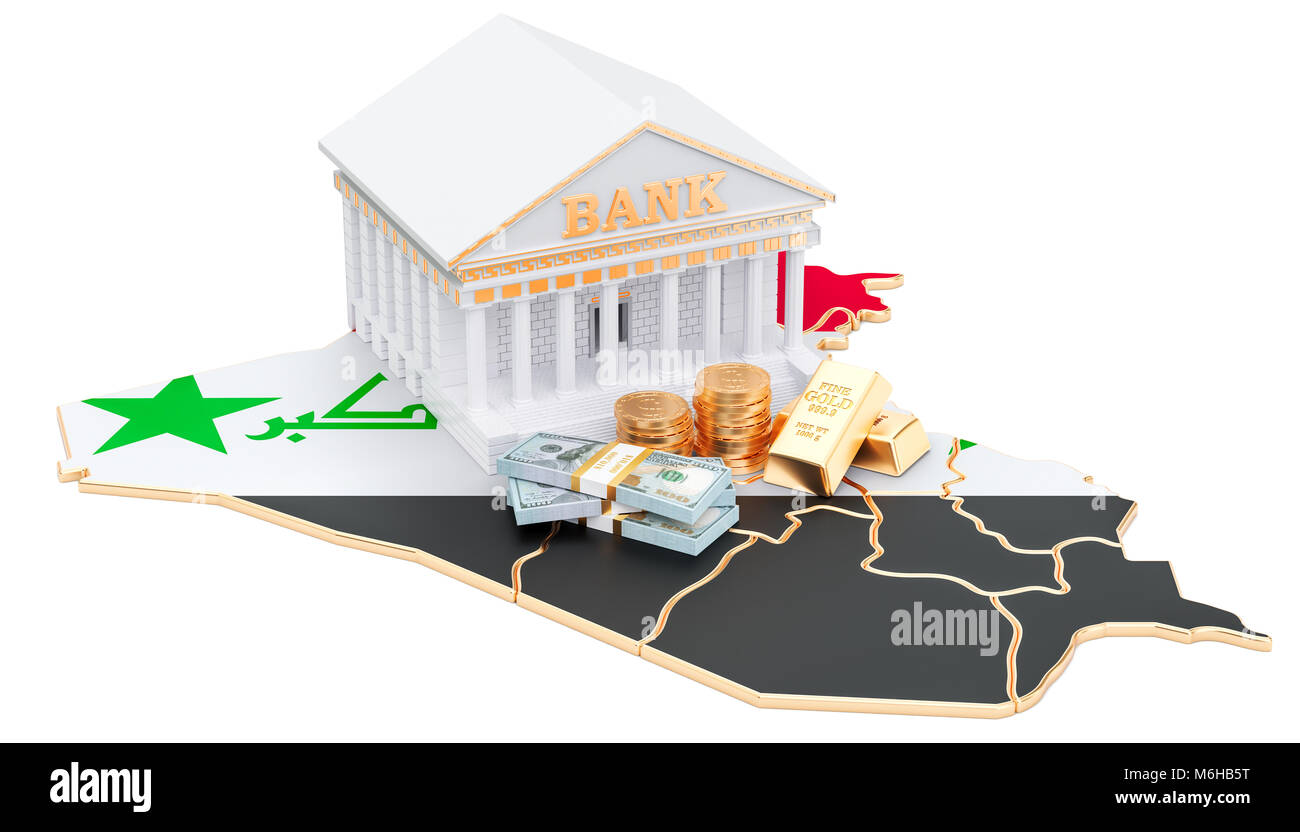 Banking system in Iraq concept. 3D rendering isolated on white ...