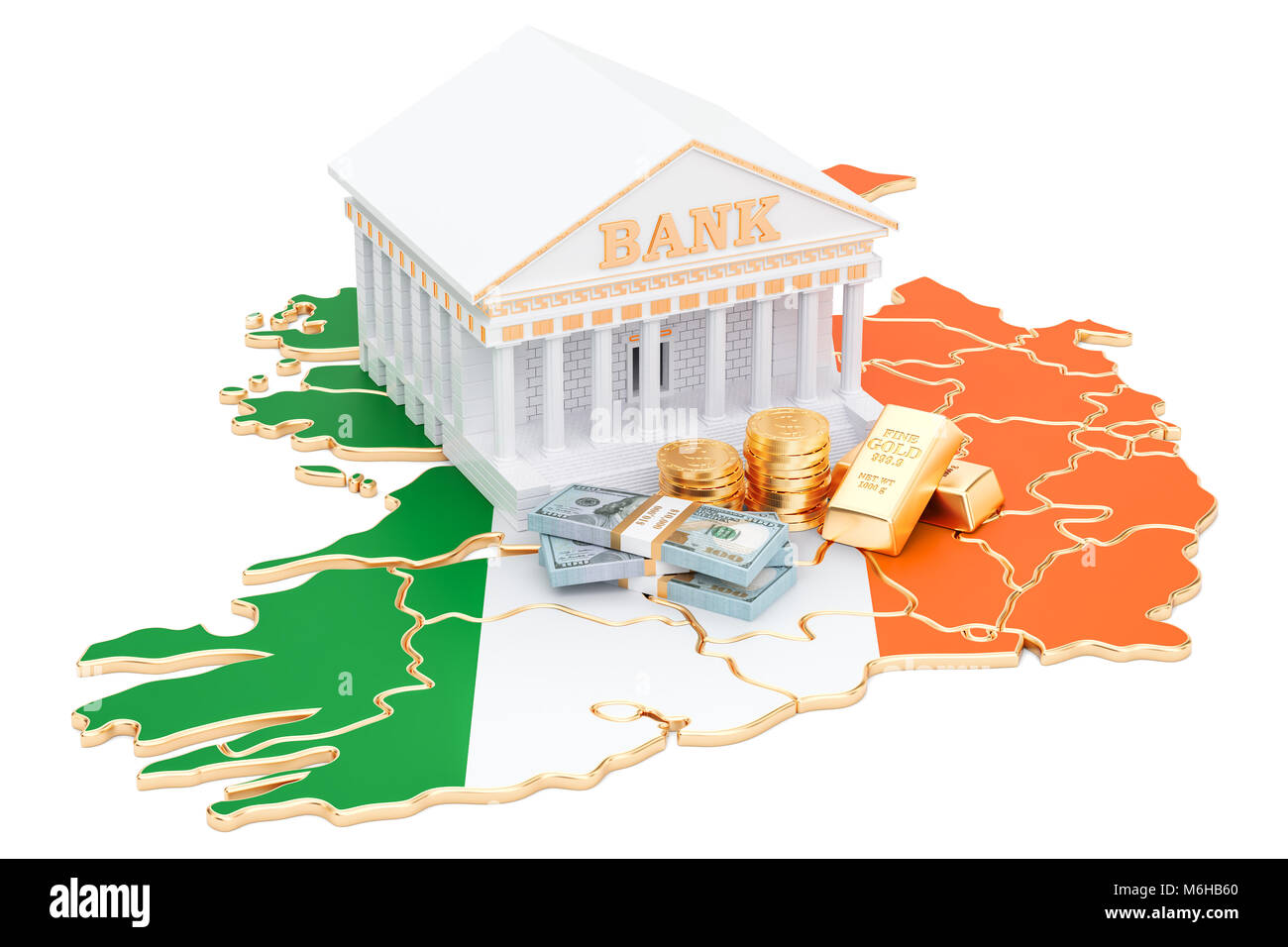Banking system in Ireland concept. 3D rendering isolated on white ...
