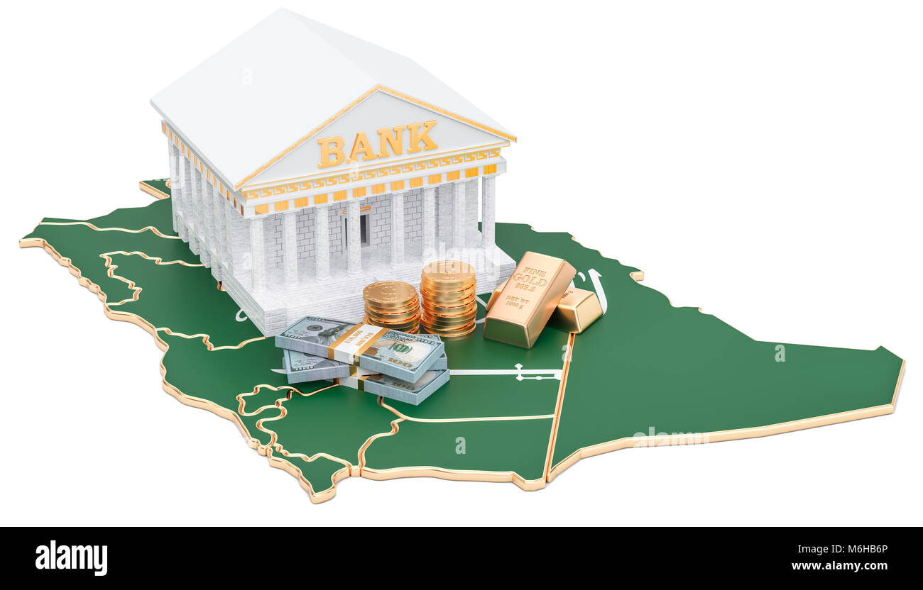 Banking system in Saudi Arabia concept. 3D rendering isolated on white ...