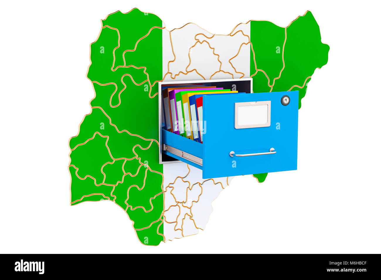Nigerian national database concept, 3D rendering isolated on white ...