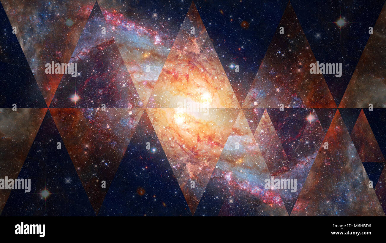 Universe, nebula, galaxy and the sacred geometry collage. Abstract ...