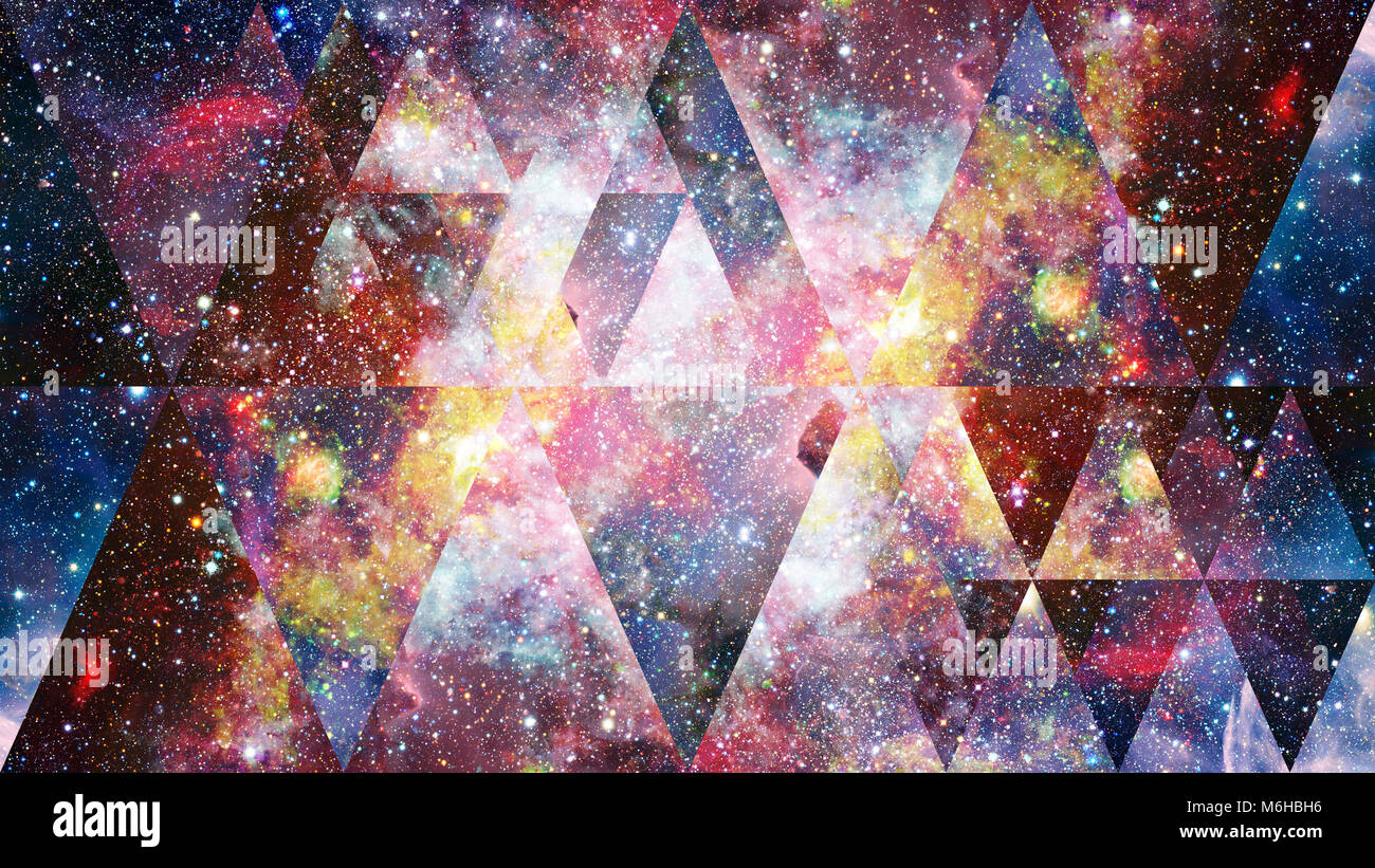 Universe, nebula, galaxy and the sacred geometry collage. Abstract ...