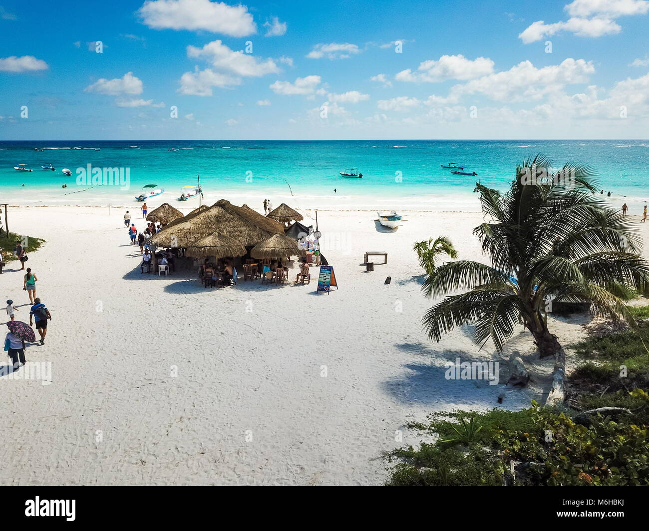 Tulum, Mexico - February 5, 2018: Aerial view of Pescadores beach in ...