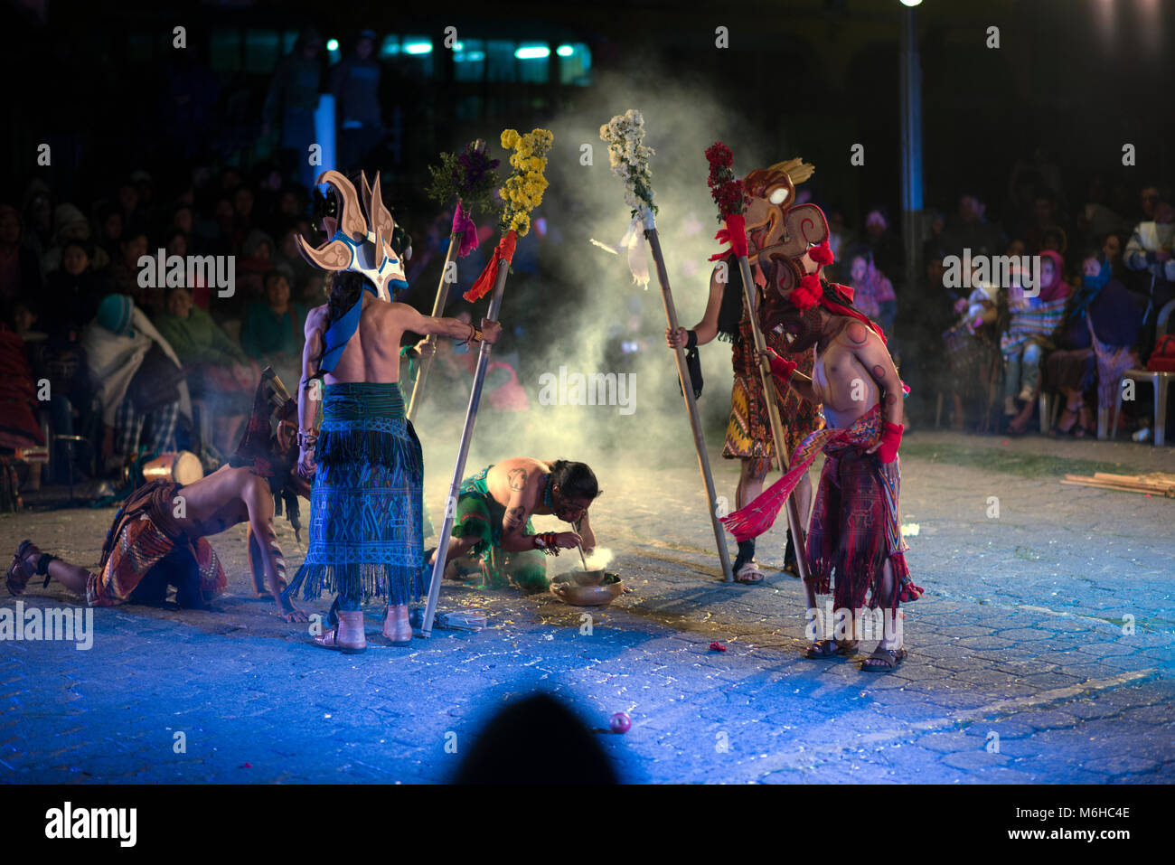 A re-enactment of an ancient Mayan ritual at the Rukux festival in ...