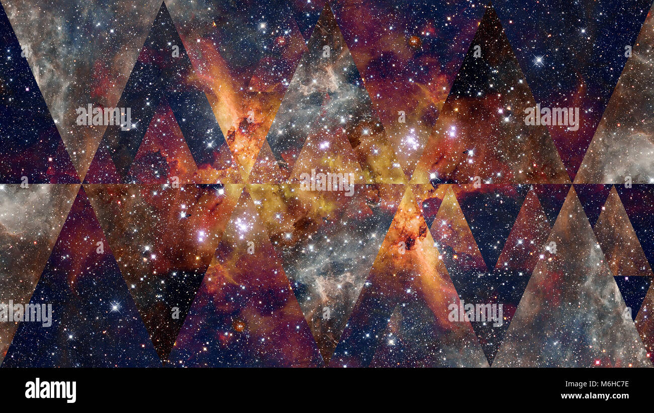 Universe, nebula, galaxy and the sacred geometry collage. Abstract ...