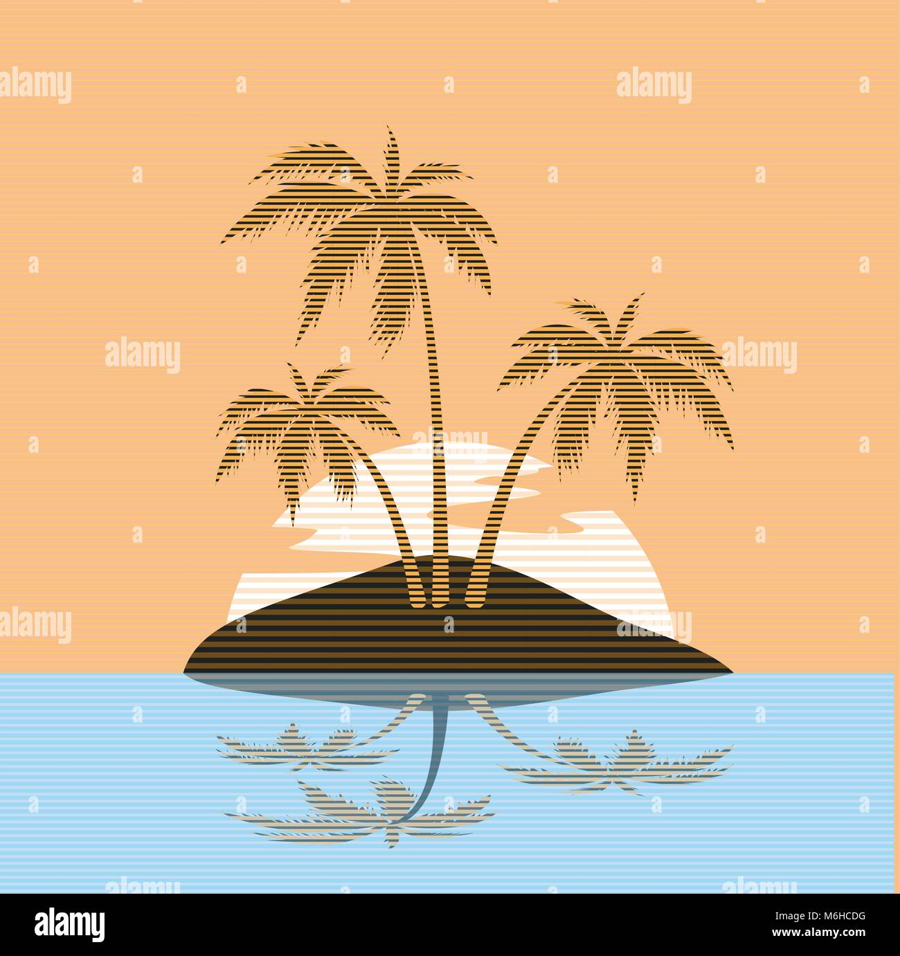 BEACH THEME. vector striped illustration of the wave, tropical island ...