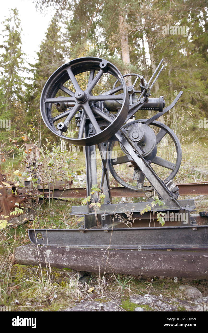 Old Carelius diamond bore machine at Konnerud Mining Museum in Norway ...