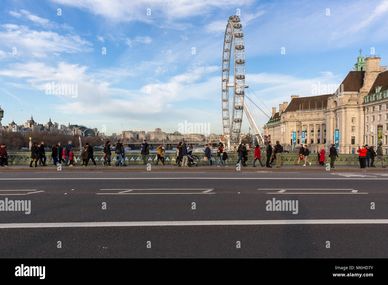 View from Westminster bridge with London Eye on a sunny day - London ...