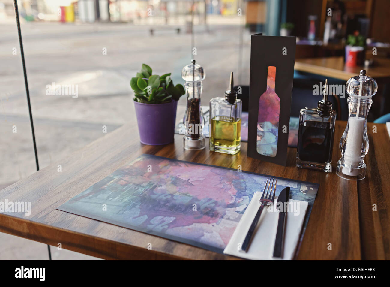 Restaurant table setting Stock Photo - Alamy