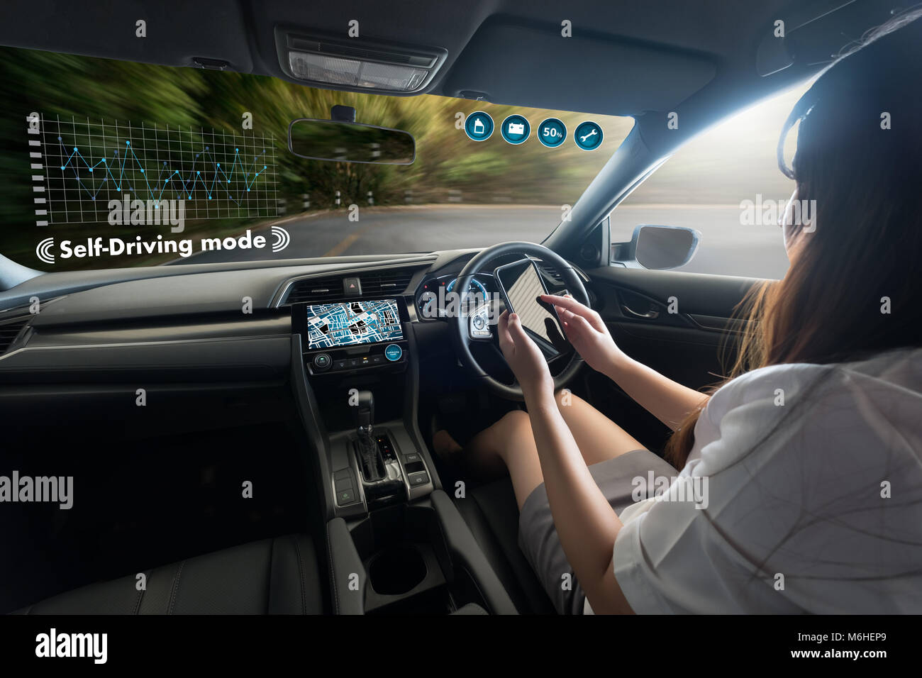 autonomous driving car and digital speedometer technology image visual ...