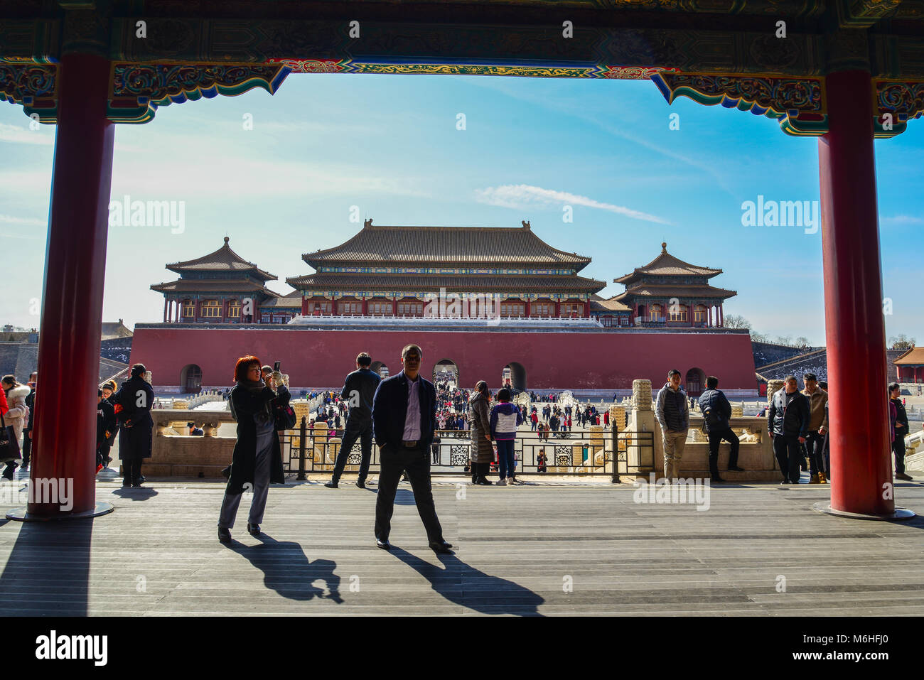 Beijing, China - Mar 1, 2018. Tourists visit Forbidden City of Beijing ...
