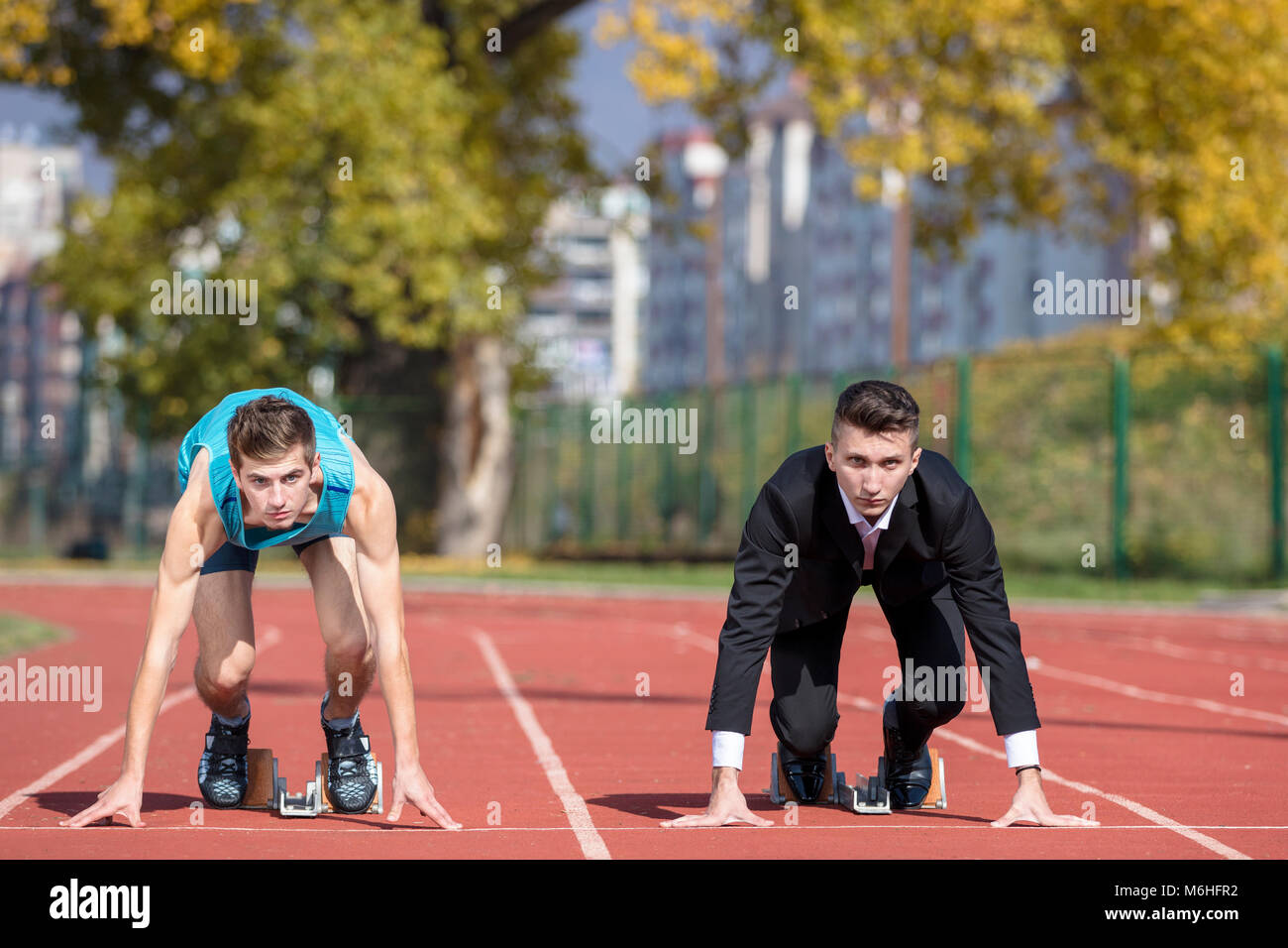 Business metaphore of staying ahead, winning in business Stock Photo ...