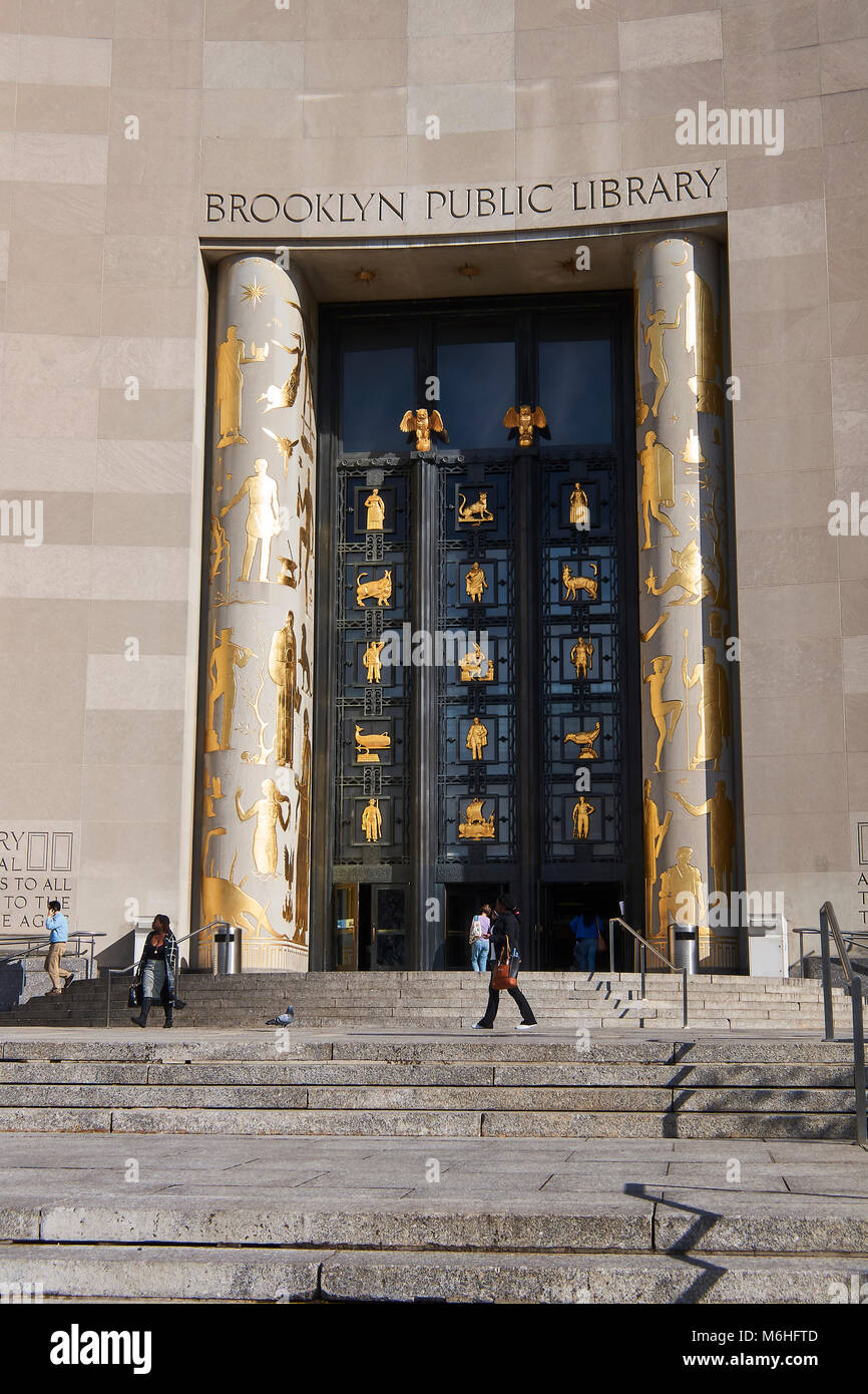 Brooklyn Public Library entrance Stock Photo - Alamy