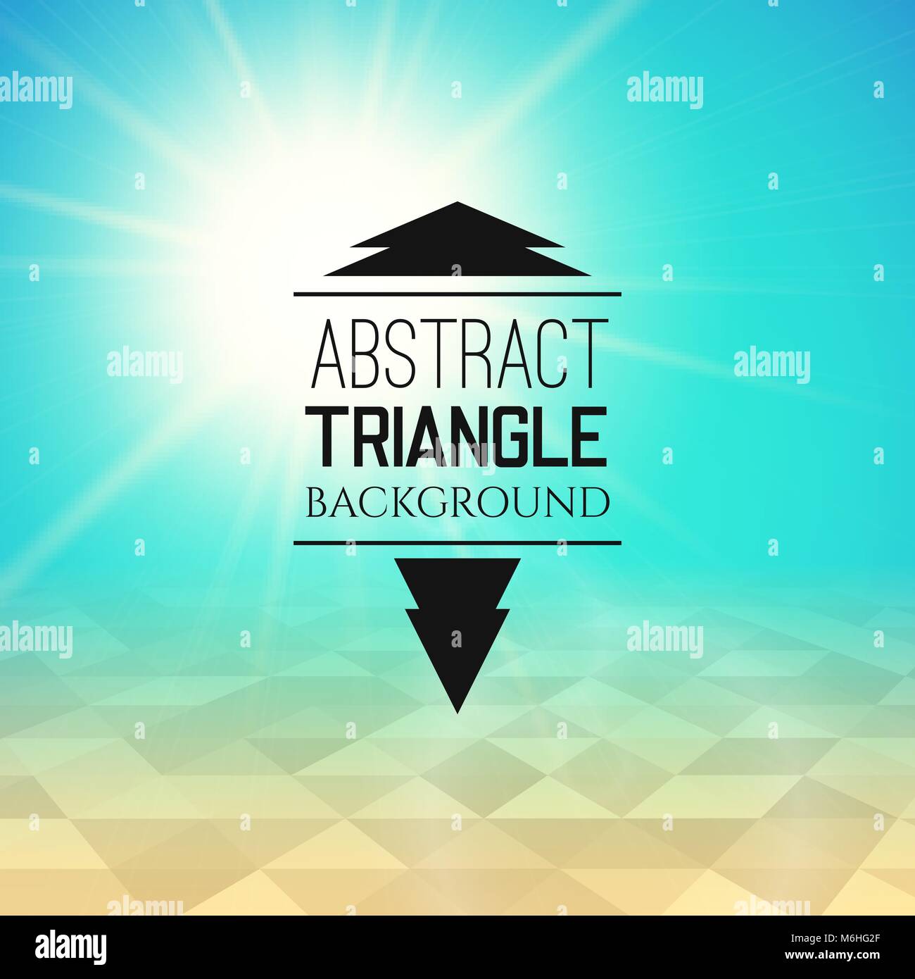 Abstract green sunset with yellow triangle field, perspetive pattern in sunny fog Stock Vector ...
