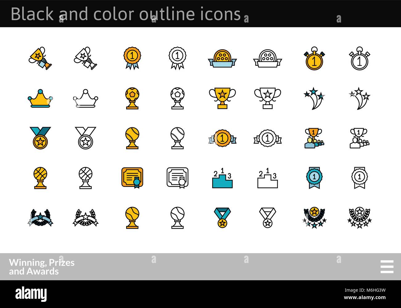 Certificate icons set outline hi-res stock photography and images - Alamy
