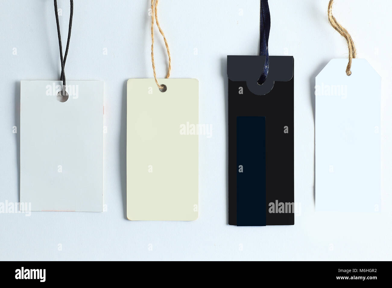 collection of decorative labels from a cardboard Stock Photo - Alamy