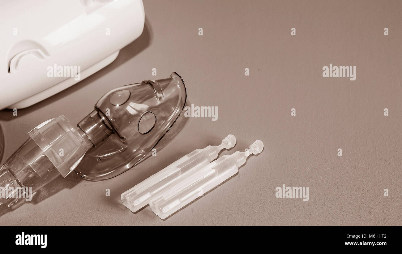 Medical nebulizer for the treatment of bronchitis. Camera agains Stock ...
