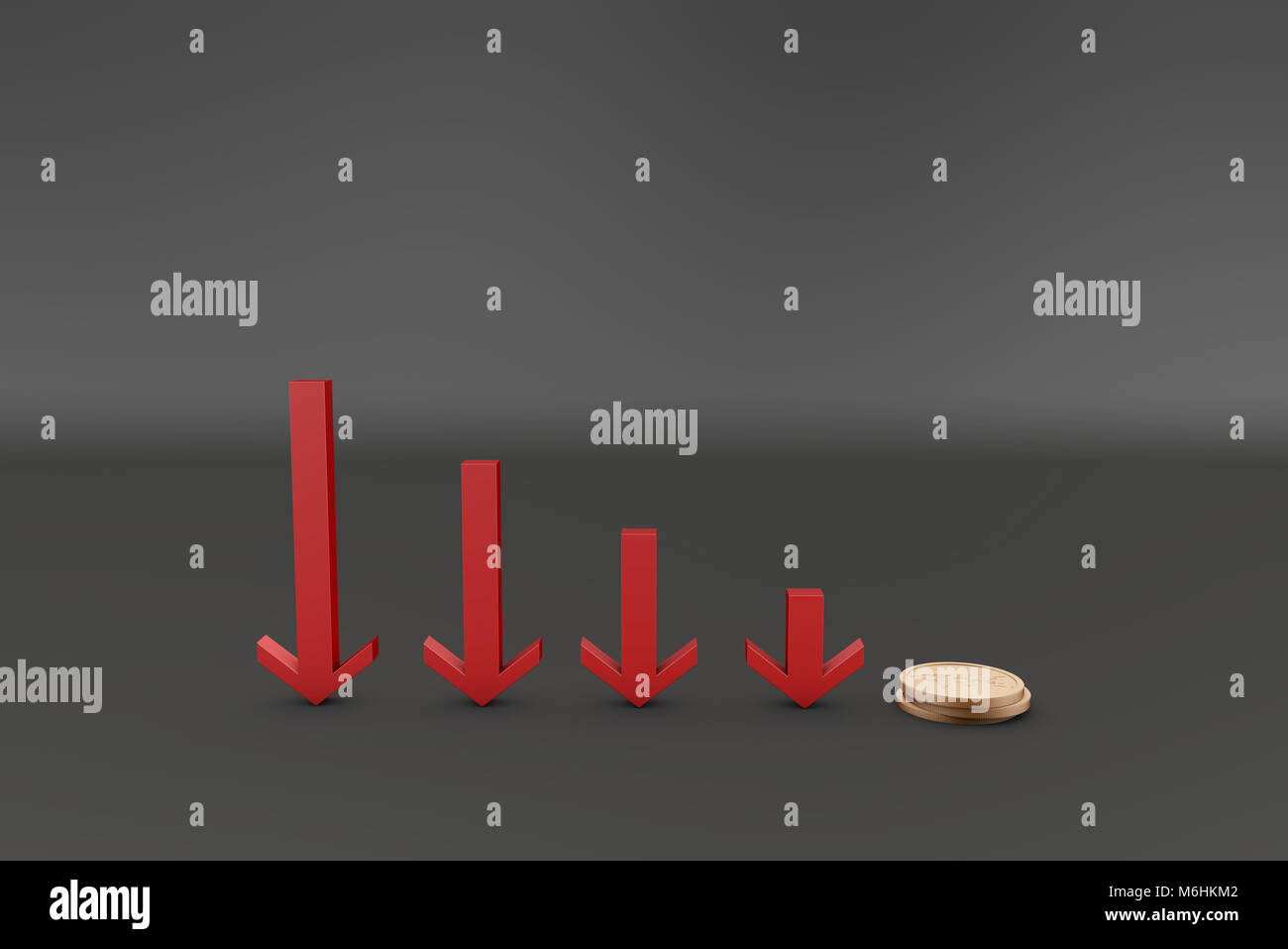 Financial wealth and falling arrow, economic bankruptcy, failure Stock ...