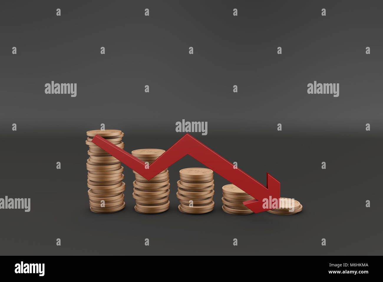 Financial wealth and falling arrow, economic bankruptcy, failure Stock ...