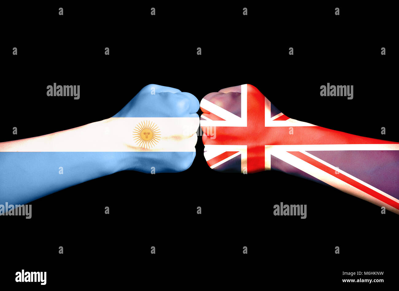 Fighting fist, competition between countries Stock Photo - Alamy