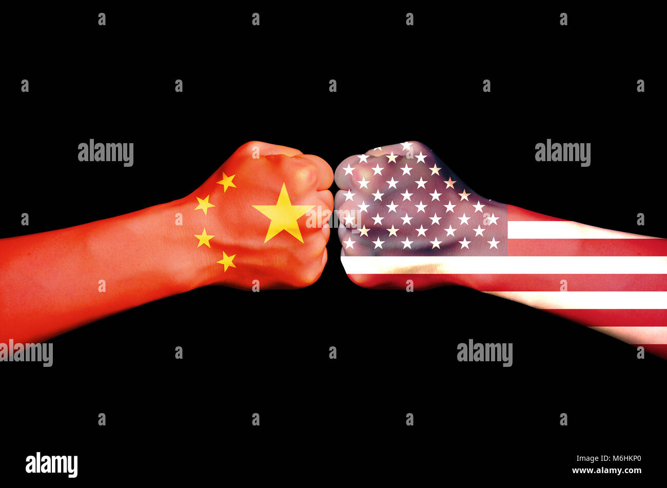 Fighting fist, competition between countries Stock Photo - Alamy
