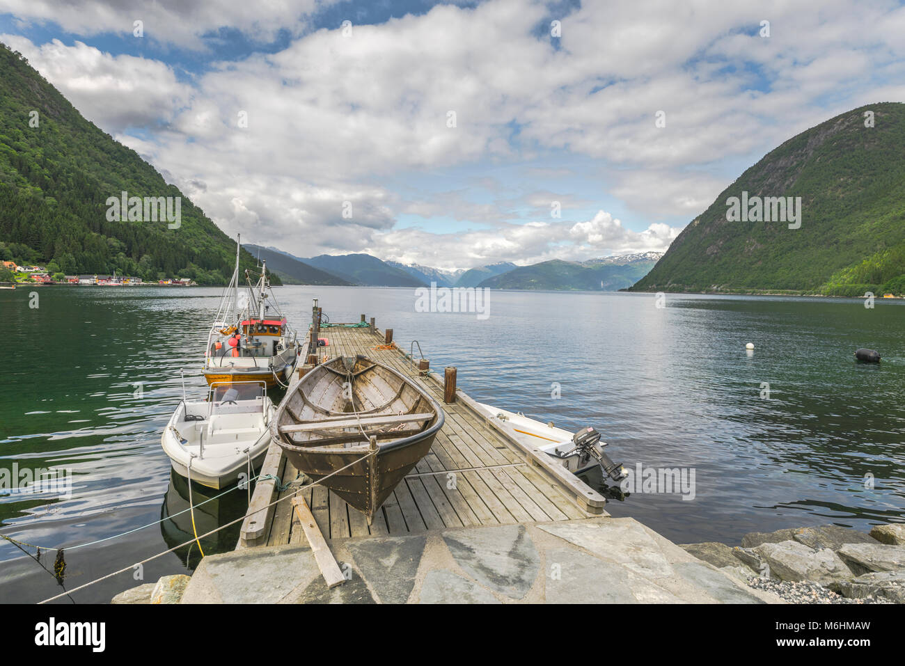 Fjord landscape with sea and boat hi-res stock photography and images ...
