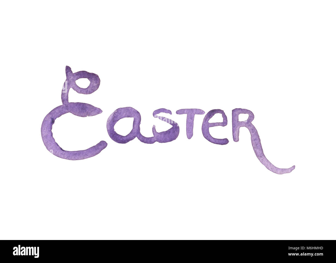 The word Easter written in watercolor washes isolated over a white ...
