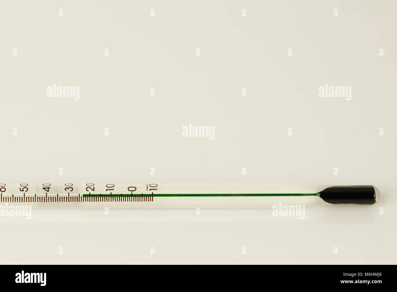 Green thermometer isolated on a white background. Scientific medical ...