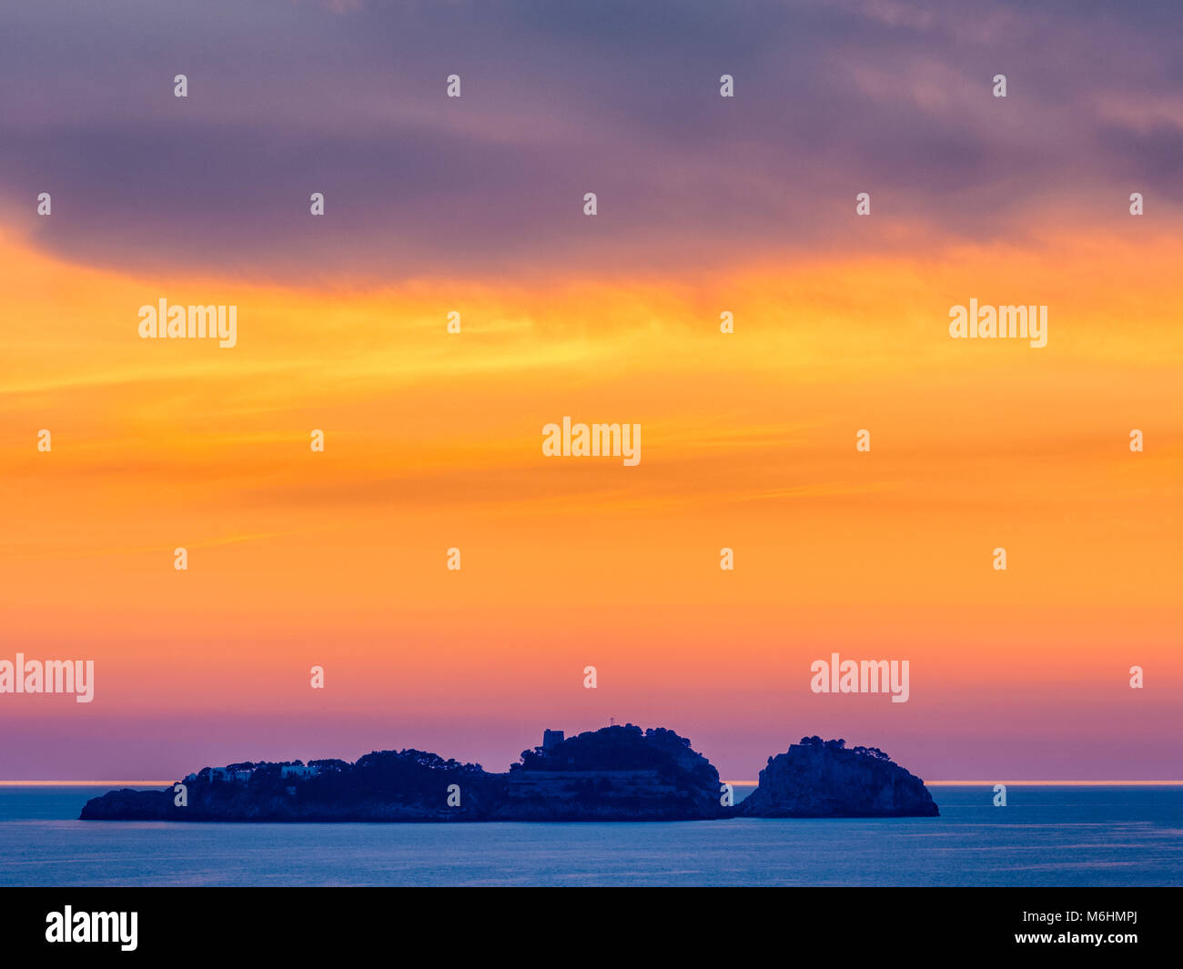 Il Gallo Lungo island off Positano on Amalfi coast, Italy Stock Photo ...