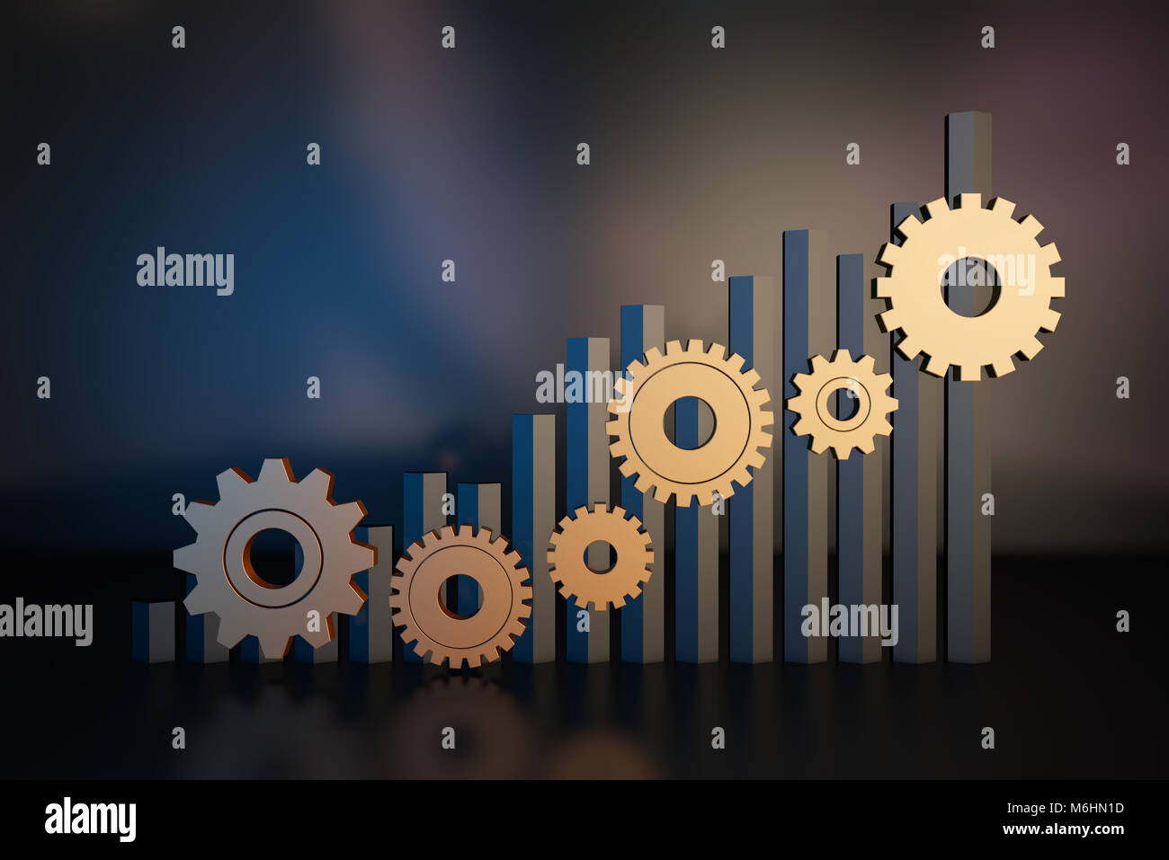 Rotating Gears and Bar Charts, Wealth Financial Investment, Teamwork ...