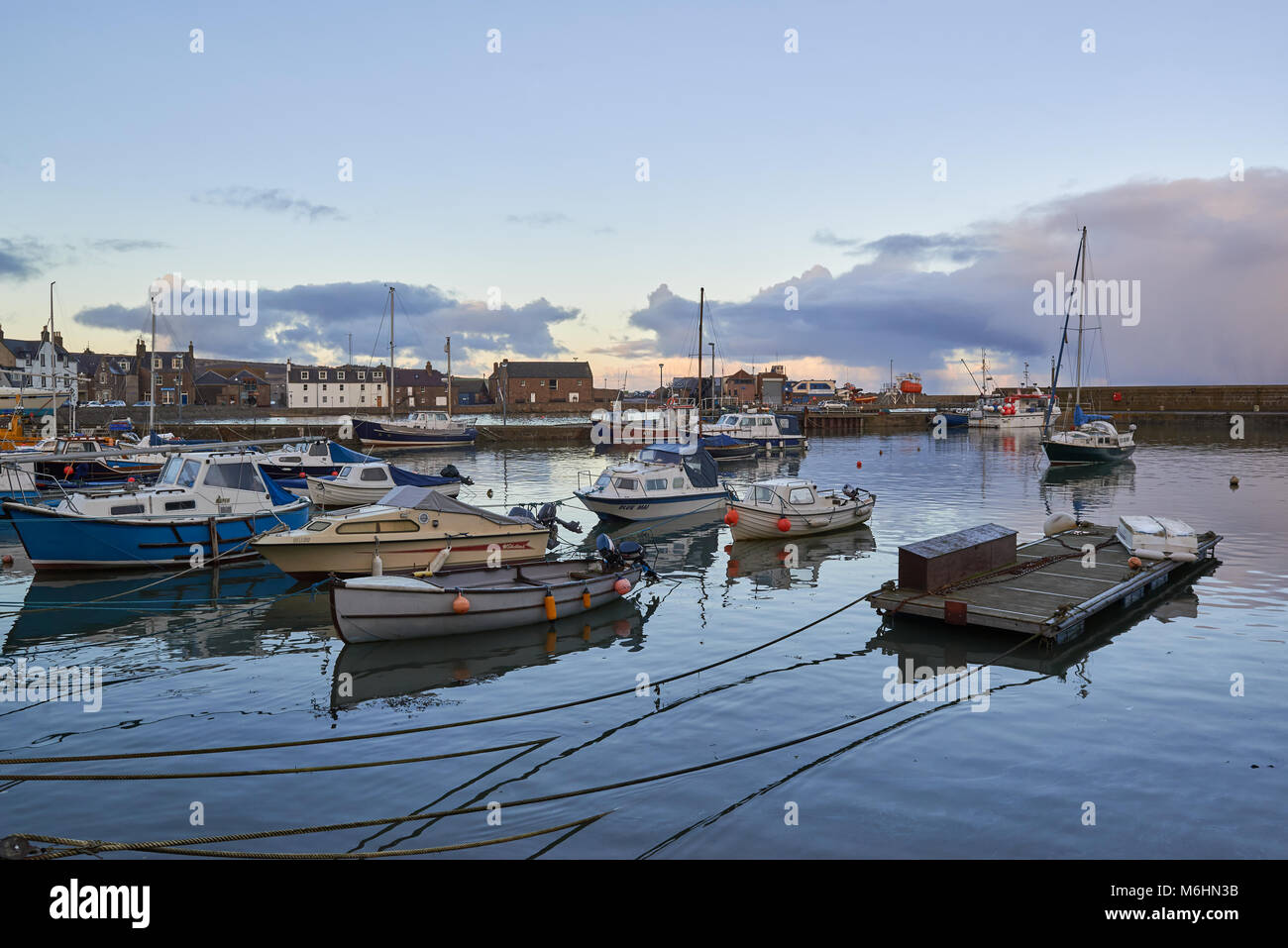 Moored Fishing Boats and Pleasure Craft line the Inner Harbour at ...