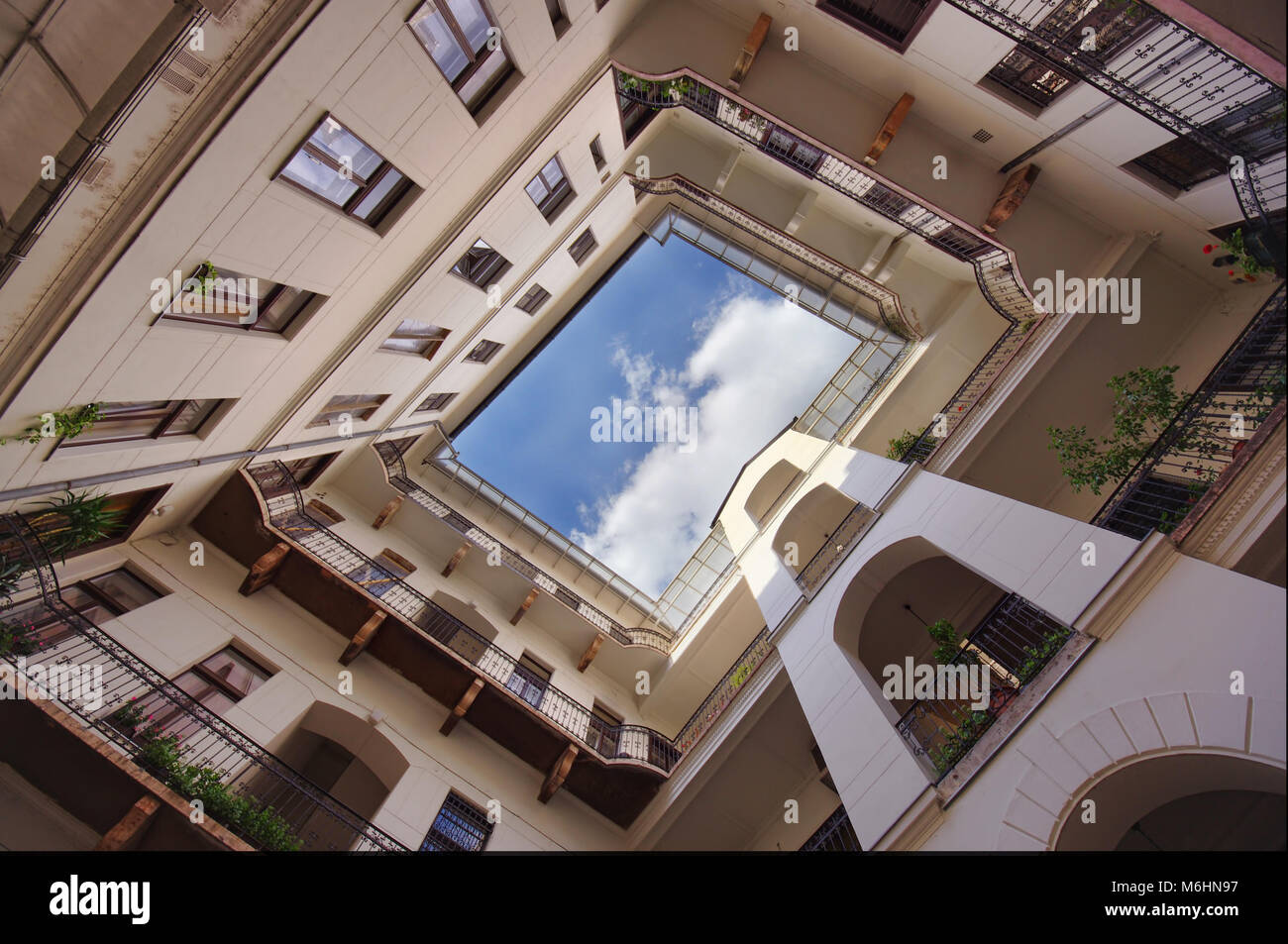 wide view of house and square exit to the sky Stock Photo - Alamy