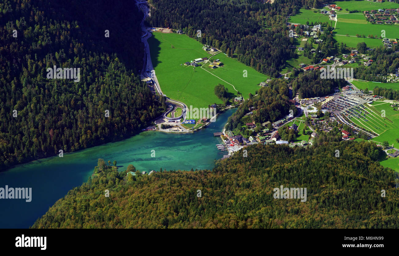 Konigssee lake in Germany Alps. aerial view from Jenner peak Stock ...