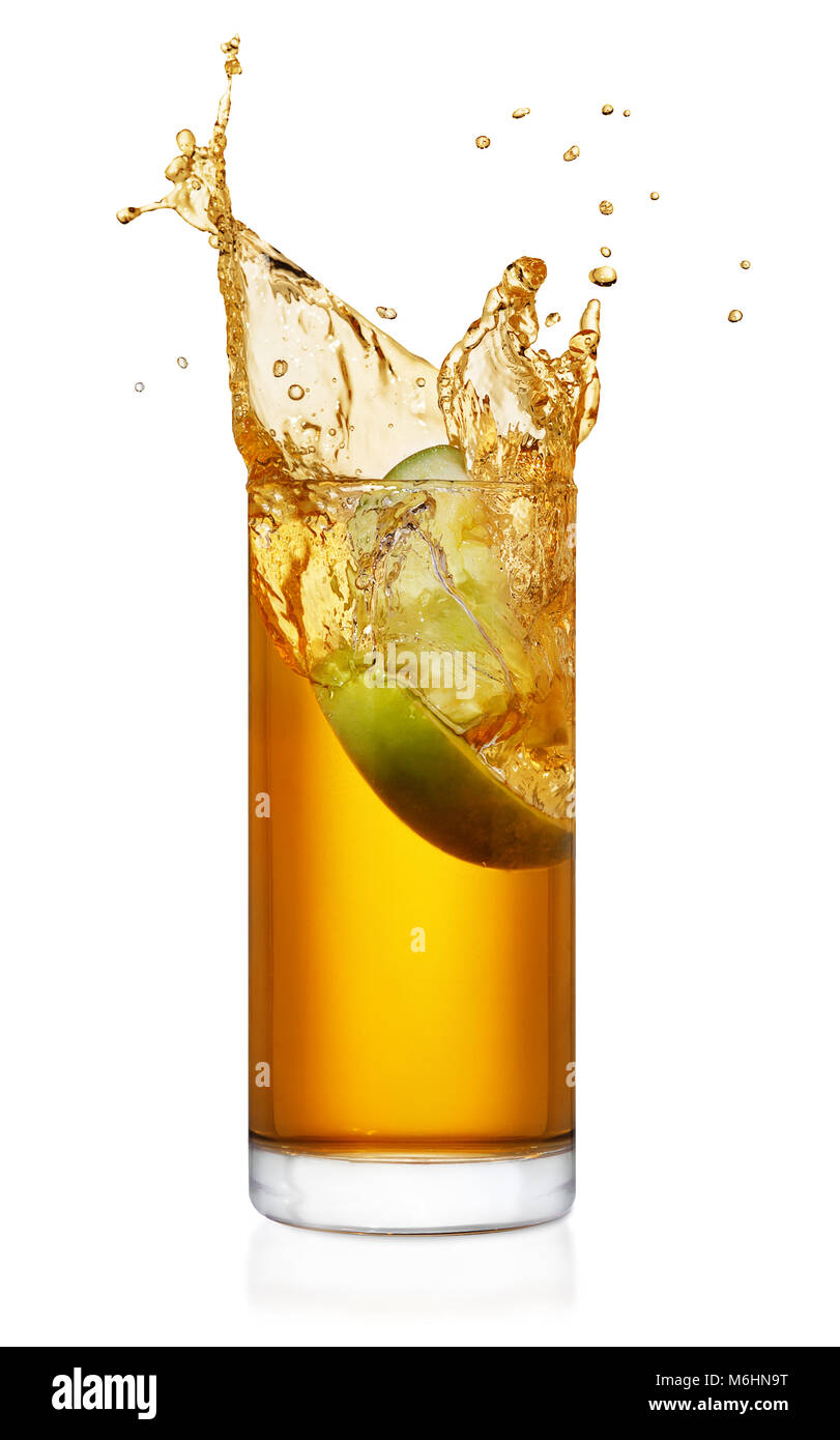 glass of splashing apple juice Stock Photo - Alamy